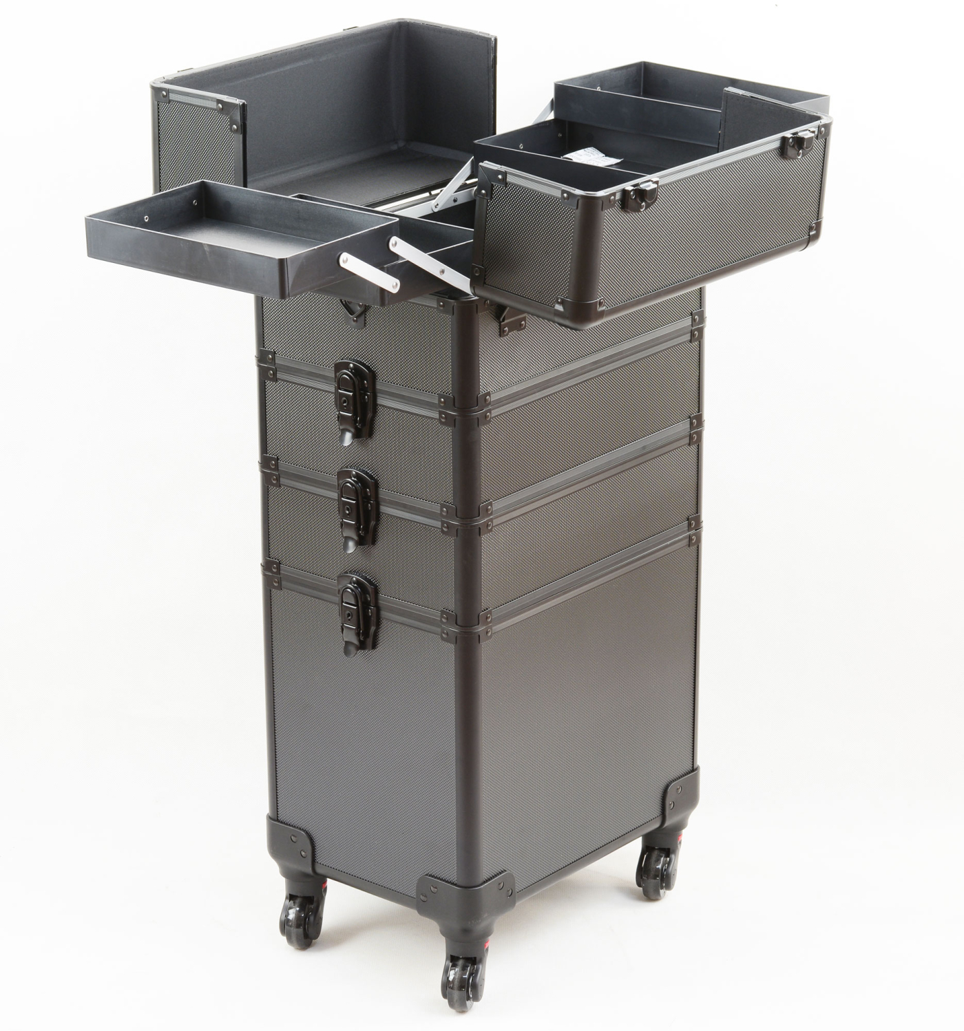 Visagie Schminkkoffer Kosmetik Friseurwagen Beauty Case 4 in 1 Schwarz ...